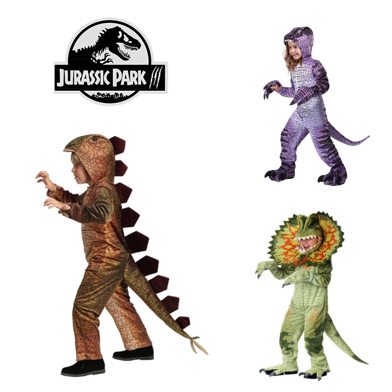 3 Styles Jurassic Park Dinosaur Cosplay Costume Kids T-Rex Triceratop ...