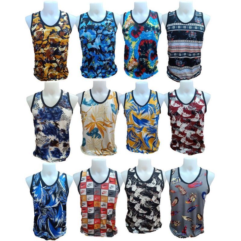 XL HOT MEN SANDO Big Size Cotton Spandex Printed Makapal Tela Presko sa ...