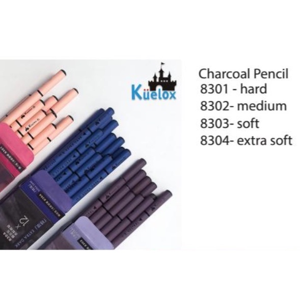 KUELOX Charcoal Pencil per Piece (Soft, neutral, Hard, Extra Soft ...