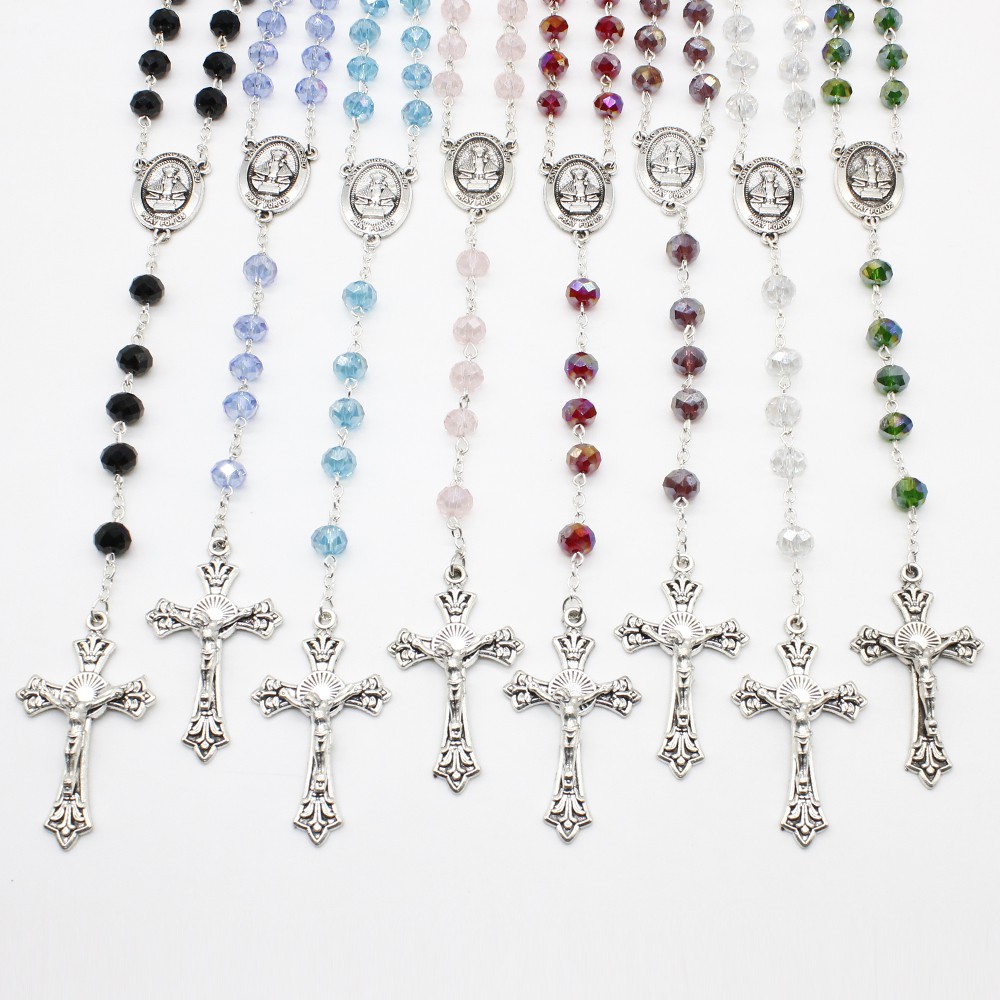 Santo Nino Rosary Real Crystal Catholic 8 Colors Handmade | BeeCost