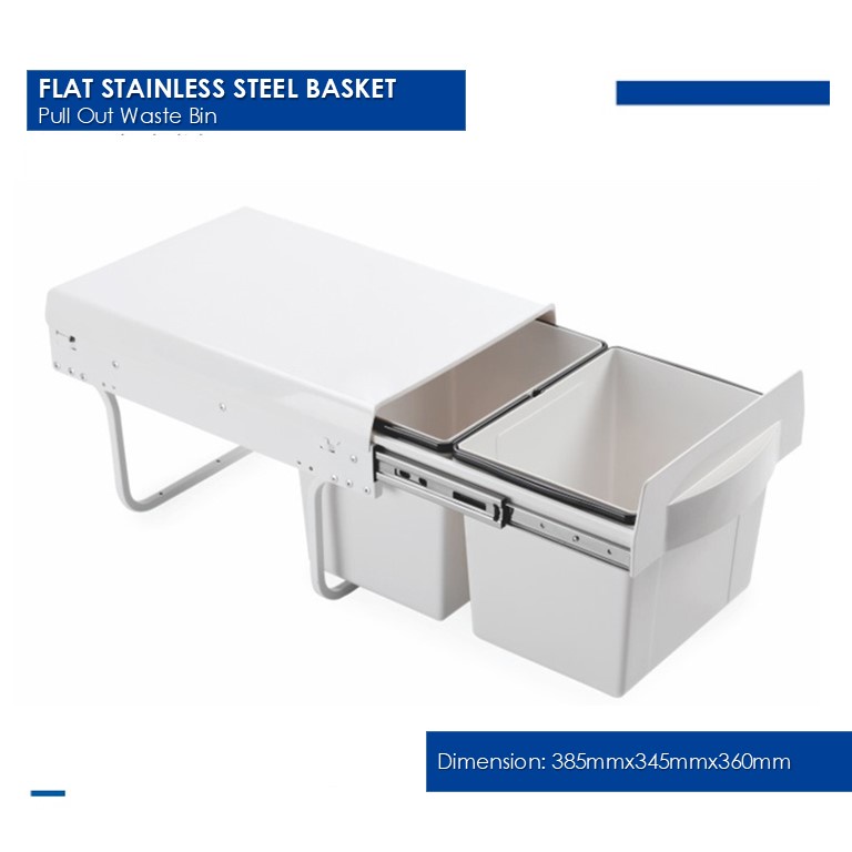 Waste Trash Bin Pull-Out Double Integrated Cupboard Cabinet ...
