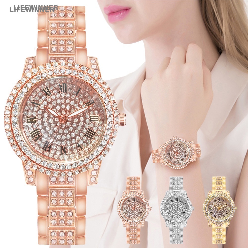[Best Choice][ Women Ultra Thin Rhinestone Watches Sliver Rose Gold ...
