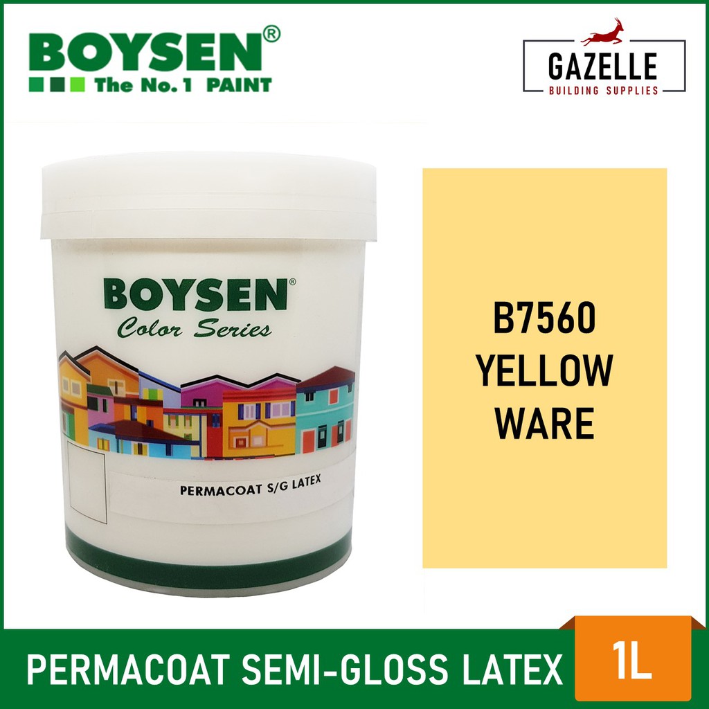 Boysen Permacoat Semi-Gloss Latex Paint Yellow Ware B7560- 1 Liter ...