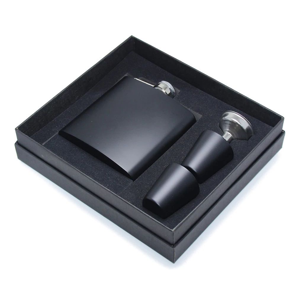 (8oz) Classic Wineset Matte Black Wine Flask Set w/ 2 Shot glass & 1 ...