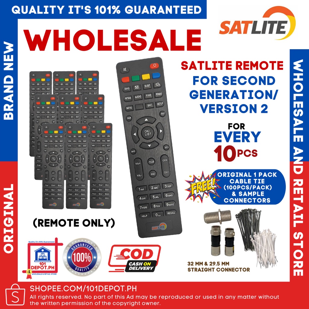 10PCS SATLITE SECOND GENERATION/ VERSION TWO REMOTE +FREE 1PACK CABLE ...