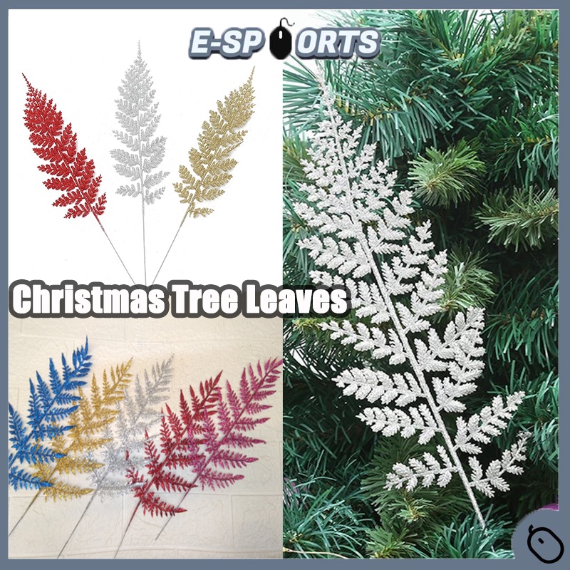10PCS Christmas Tree Leaves Artificial Flower, PACO,Gold leaf ...