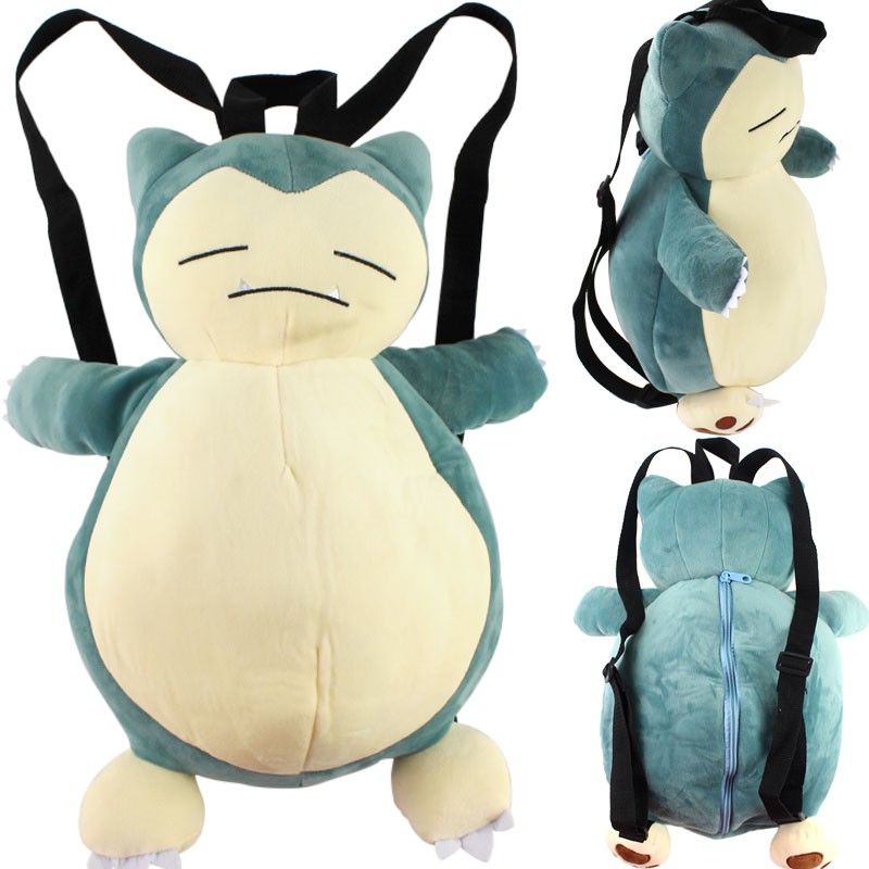 Anime Cartoon Snorlax Plush Backpack Multi Function Shoulder Bag Girl ...
