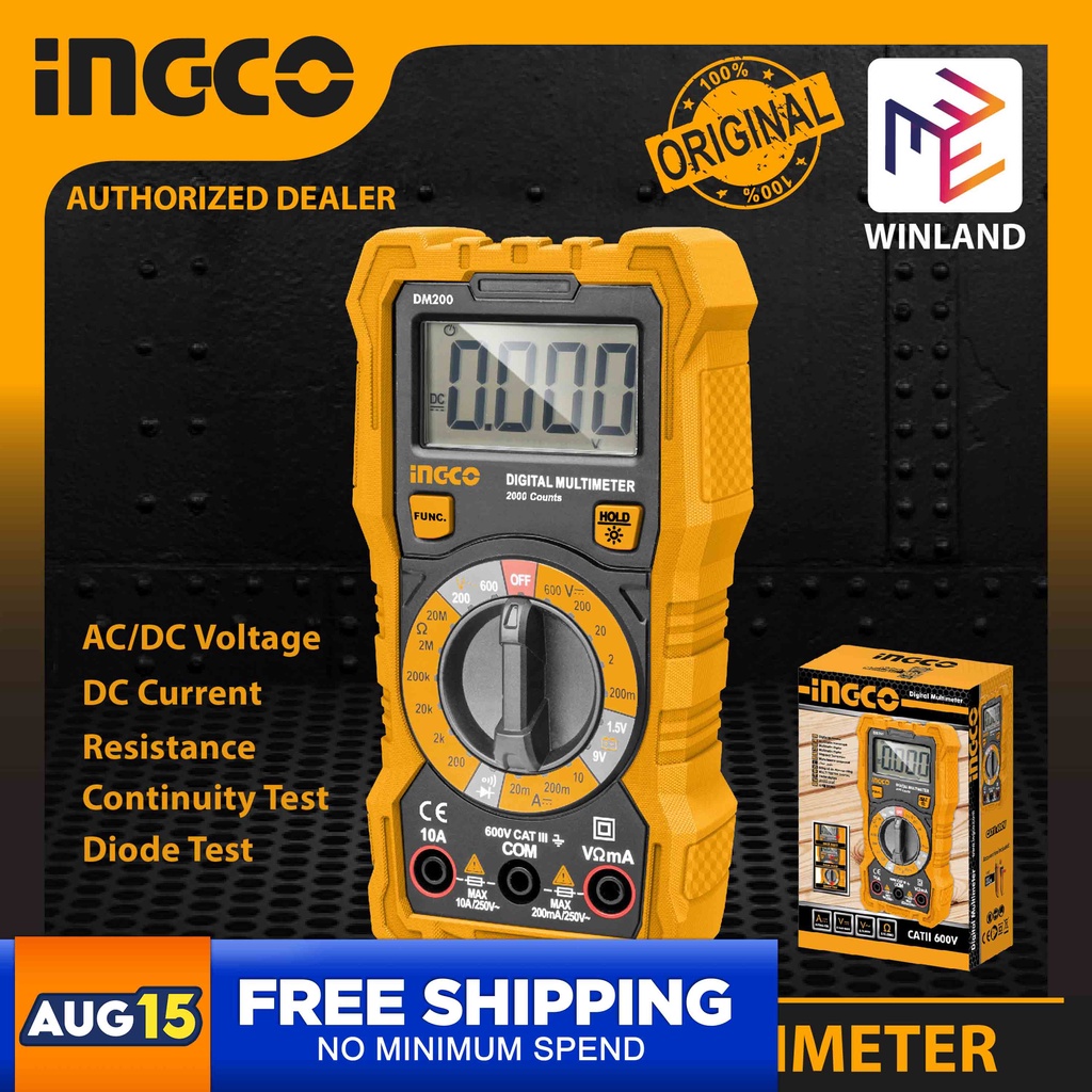 INGCO Digital Multimeter Multitester DM200 *WINLAND* | Shopee Philippines