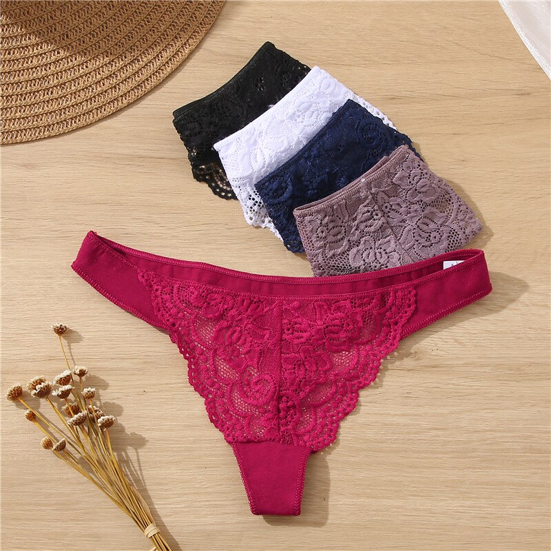 Take Talk Women Sexy Thongs Low-Rise Floral Lace G-String Underwear M ...