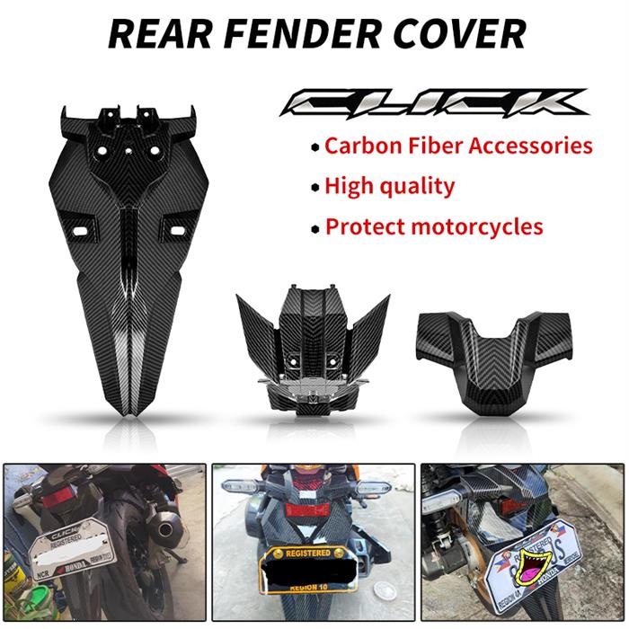 Motorcycle Honda Click Rear Fender Cover 3-in-1 Set Trim Carbon Fiber ...