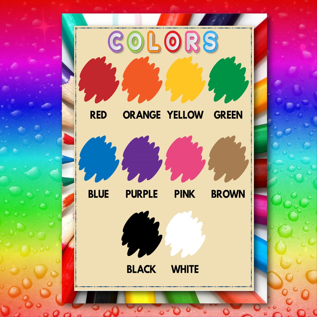 Colors Wall Chart Educational poster Learning chart laminated chart ...