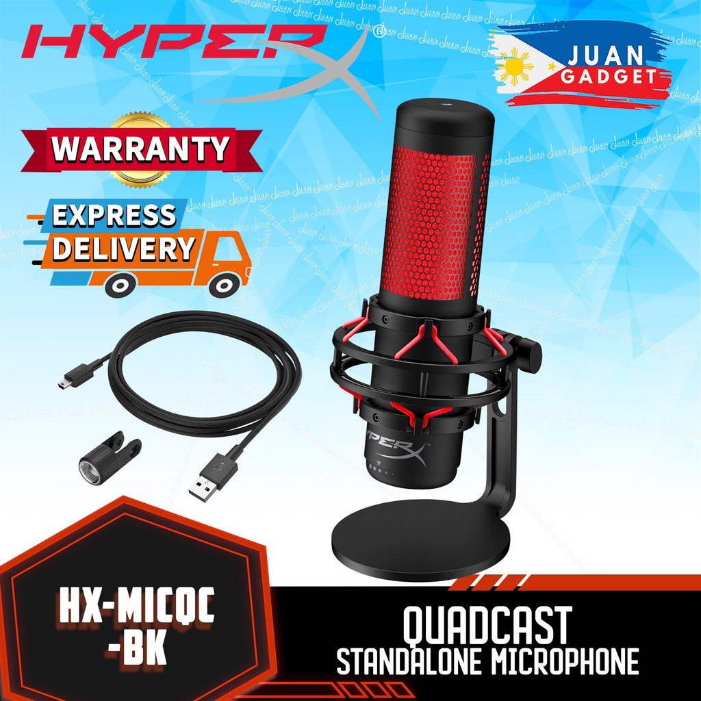 HyperX HX-MICQC-BK QuadCast, USB Condenser Gaming Microphone for PC ...