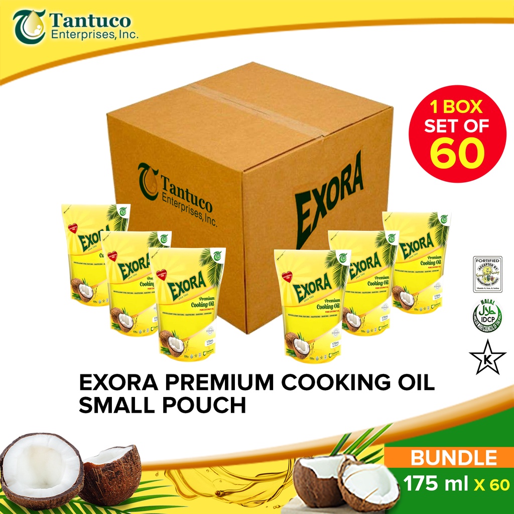 EXORA Premium Pure Coconut Cooking Oil 175ml Pouch x 60pcs 100% ...