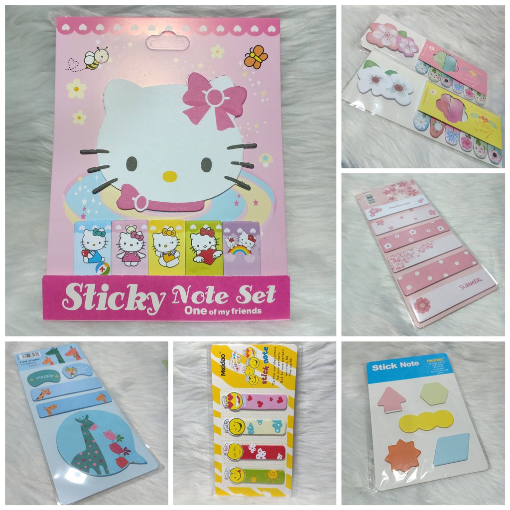 STICKY NOTES: CUTE SAKURA, FLORAL, ANIMAL, HELLO KITTY self-adhesive ...