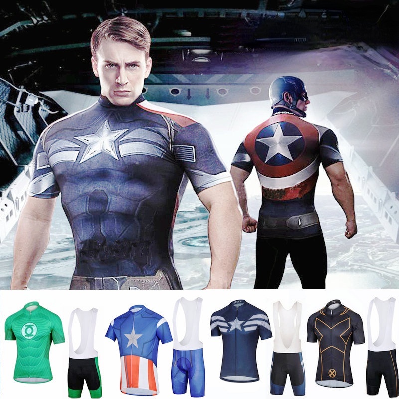 Superhero Cycling Jersey Men Short Sleeve Cycling Jersey Set | Shopee ...