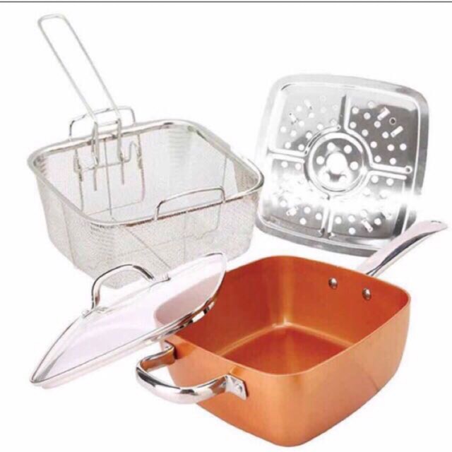 FLY Non-Sticky Pan Copper Square Pan Set | Shopee Philippines