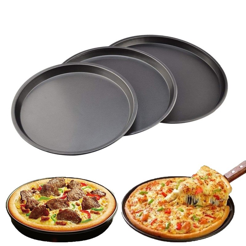 10 |11 | 12 |14 inches Round Pizza Pan Carbon Steel Dish Tray Steel Non ...