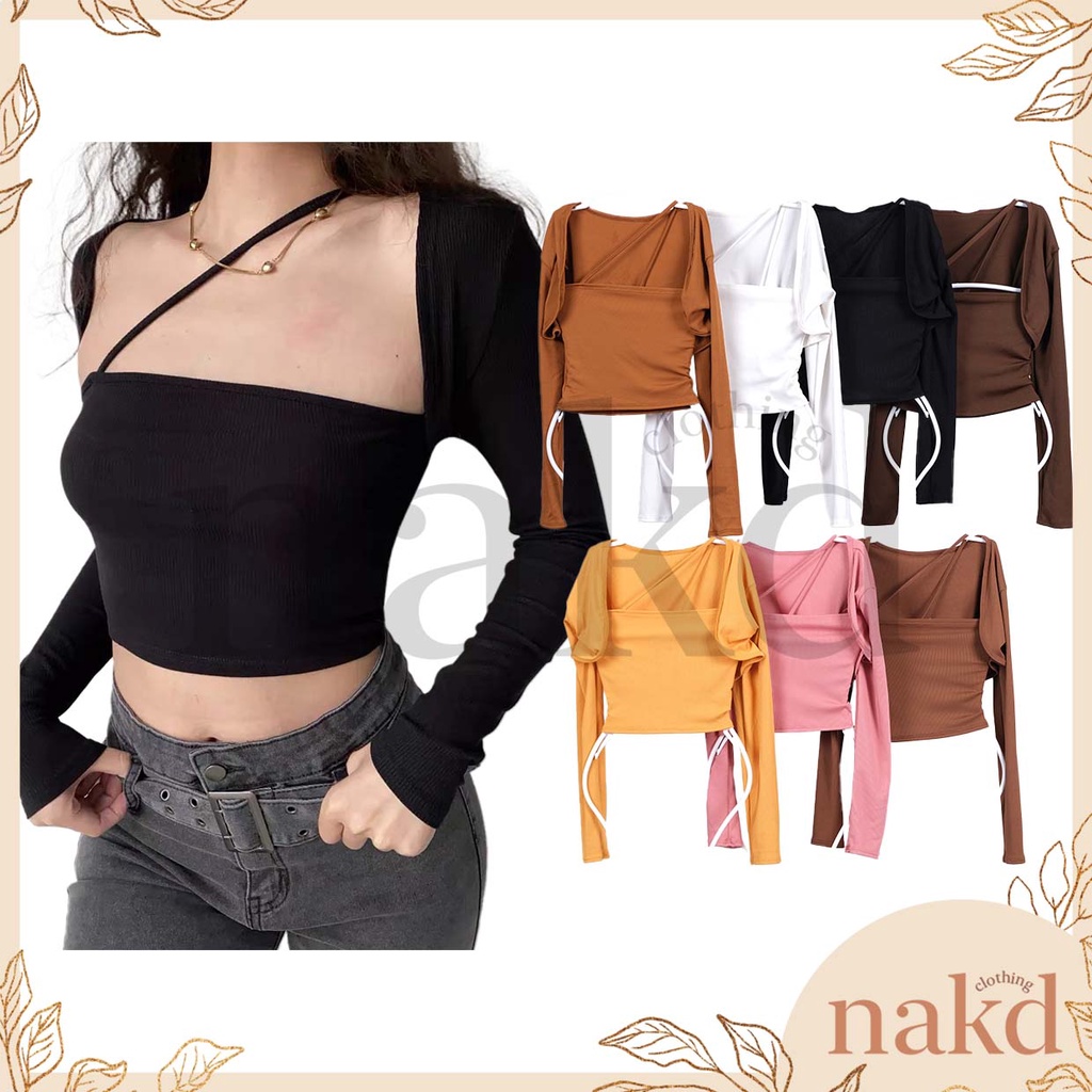 NAKD Fashion Sudie Basic Sexy 2 in 1 Knitted Long sleeves Daily basic ...