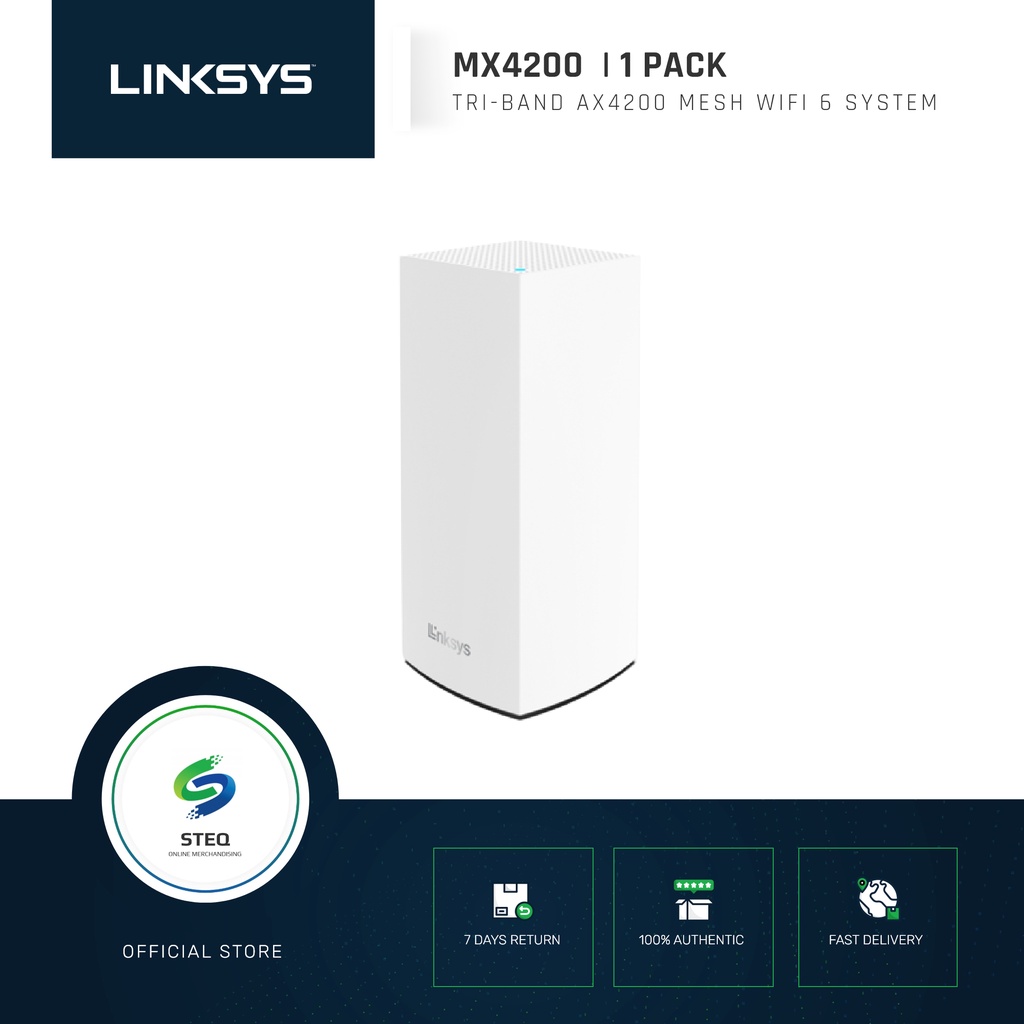 STEQ LINKSYS VELOP MX4200 WHOLE HOME MESH WIFI 6 SYSTEM, 1 PACK (AX4200) NEW!! | Shopee Philippines