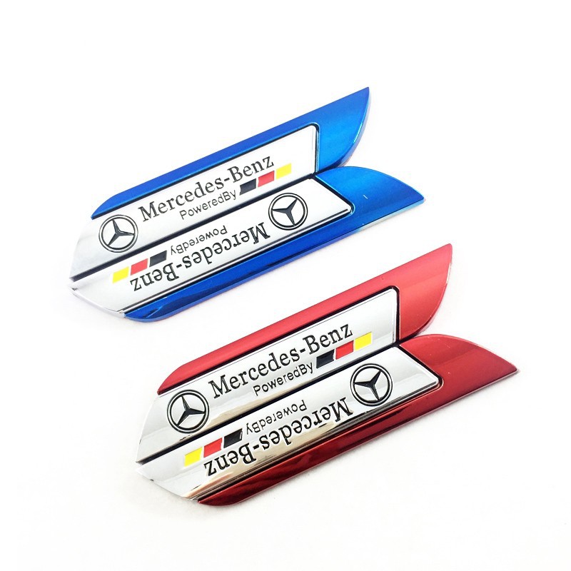 2 x Metal MERCEDES BENZ Logo Car Auto Body Fender Decorative Emblem ...