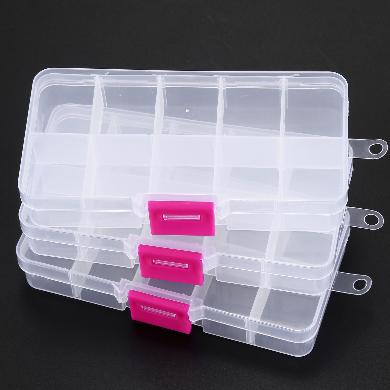 3pcs 10 Grid Electronic Component Parts Kits Plastic Storage Box Case ...