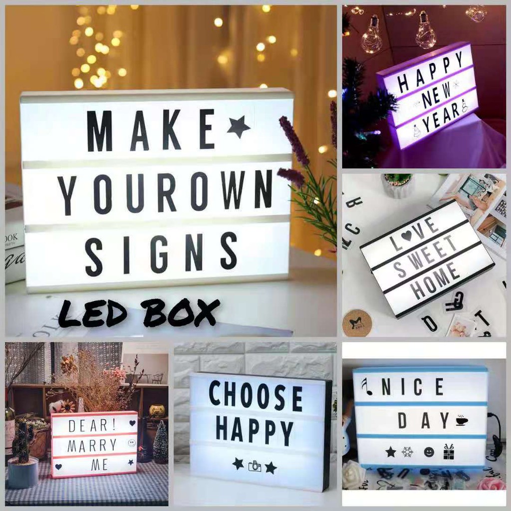 LED Light Cinematic A4 Box personalized Message with Letters, Numbers ...