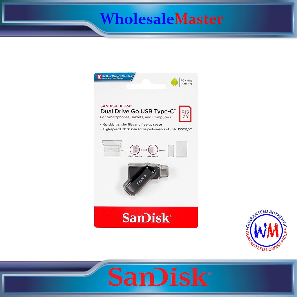 Sandisk Ultra Dual Drive Go USB flash drive 512GB USB Type C 3.1 OTG ...