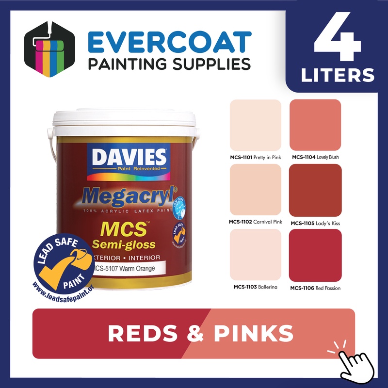 Davies Paints Megacryl Semi-Gloss 4-Liters (Reds & Pinks) | Shopee ...