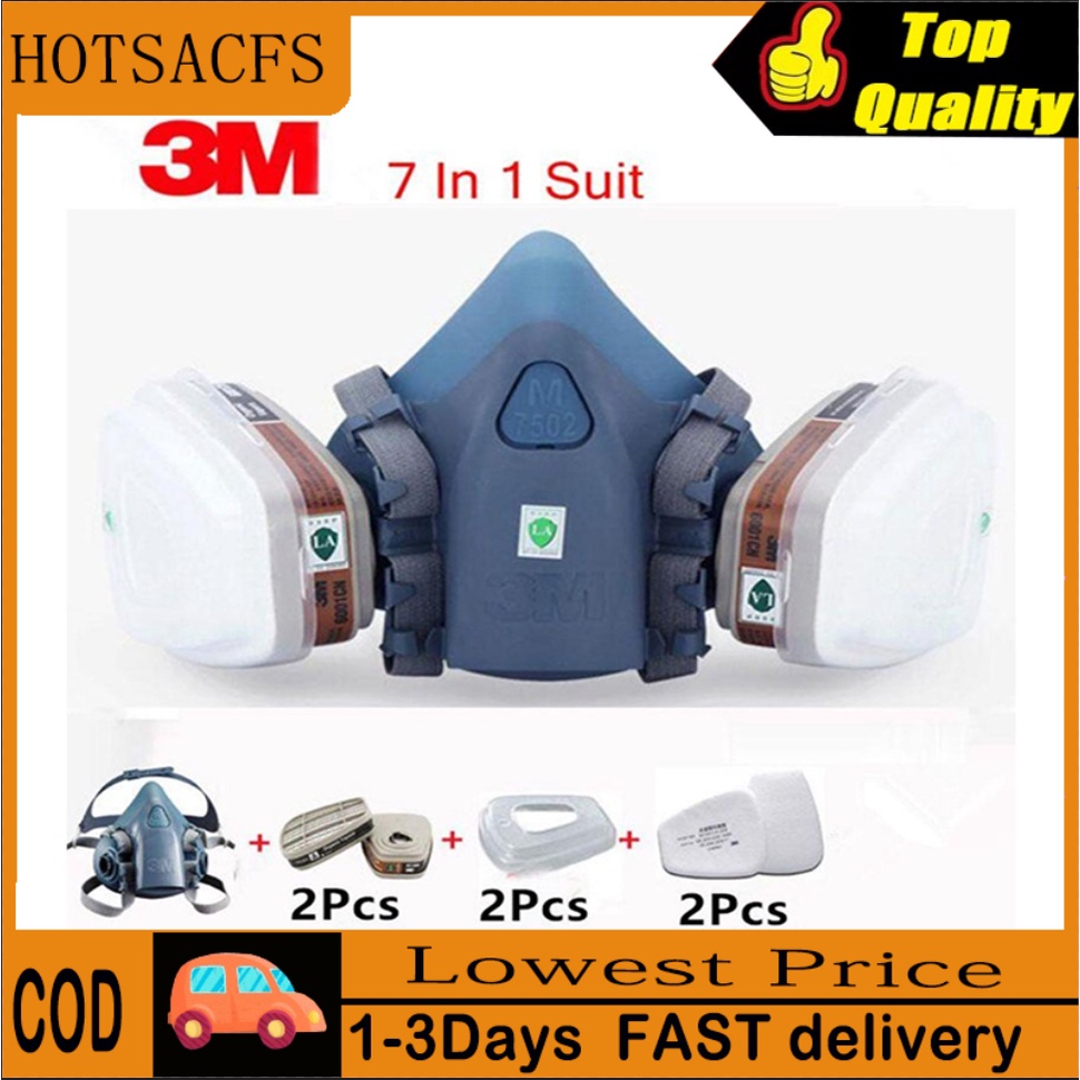 3M 7502 7 in 1 Respirator Mask Suit Industry Painting Spray Dust Gas ...