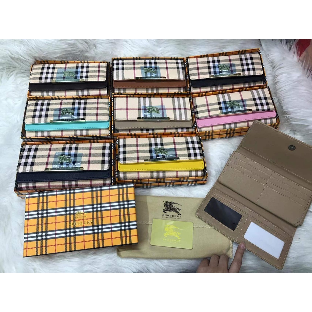 Burberry long wallet trifold and trifold wallet top grade with box ...