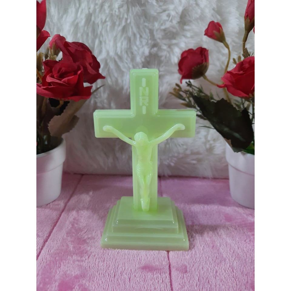 JESUS CRUCIFIX CROSS STAND LUMINOUS ( GLOW IN THE DARK ) SMALL / /14 CM ...