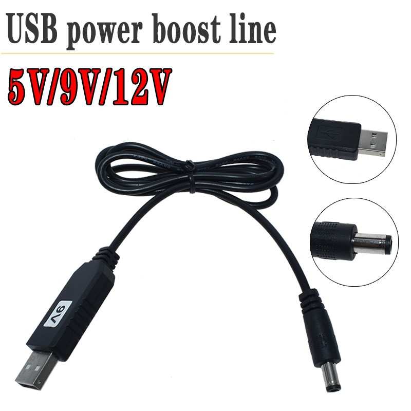 USB Power Boost Line DC 5V to DC 5V 9V 12V Step UP Cable USB Converter Adapter Cable 2.1x5.5mm ...