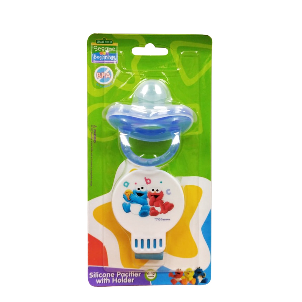 SESAME BEGINNINGS 100% Authentic Silicone Pacifier with Holder Cookie ...