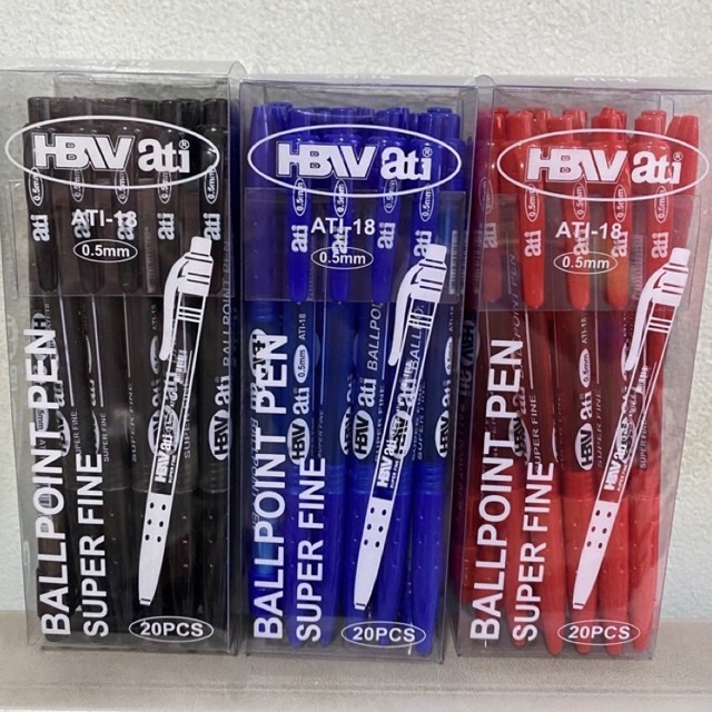 20pcs HBW Ati (Ati-18) Ball Point Pen Super Fine Black Blue Red Ballpen ...