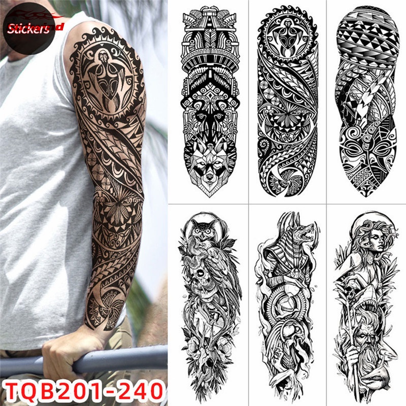 【tattoo sticker waterproof long lasting】Large Arm Sleeve Tattoo ...