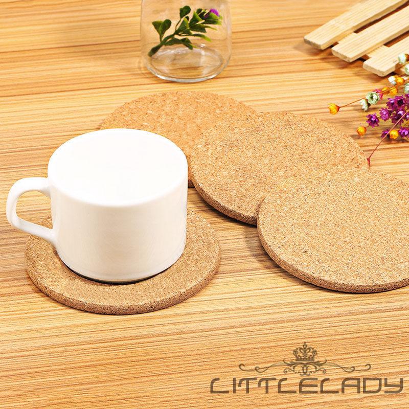 6pcs Cork Wood Drink Coaster Tea Coffee Cup Mat Table Decor Pure Color ...
