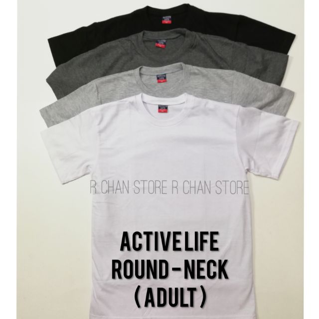 PLAIN COLOR! ROUND NECK T SHIRT ( ACTIVE LIFE) XS TO 3XL!! WHITE,BLACK ...