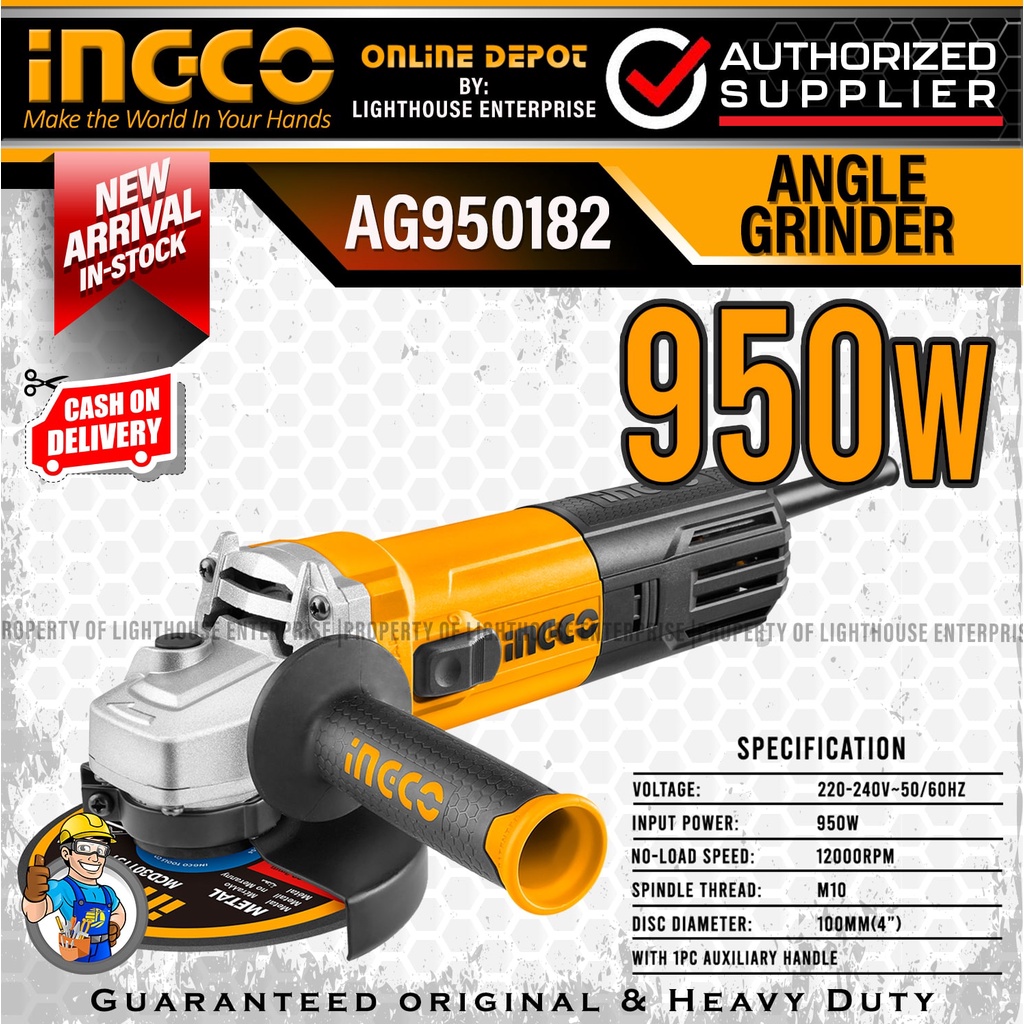 INGCO Industrial 950W 4" Angle Grinder (AG950182) *LIGHTHOUSE ...