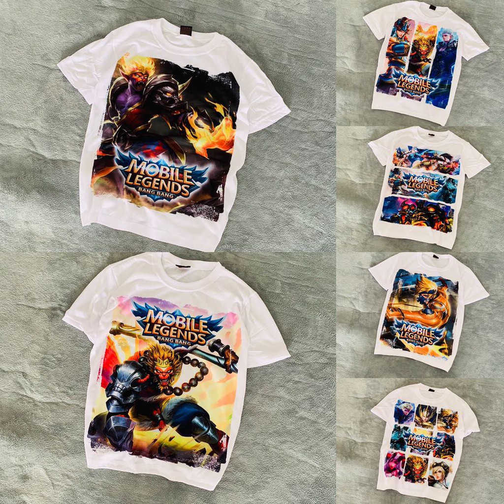 (6 design) MOBILE LEGENDS white T-shirt for men free size | Shopee ...
