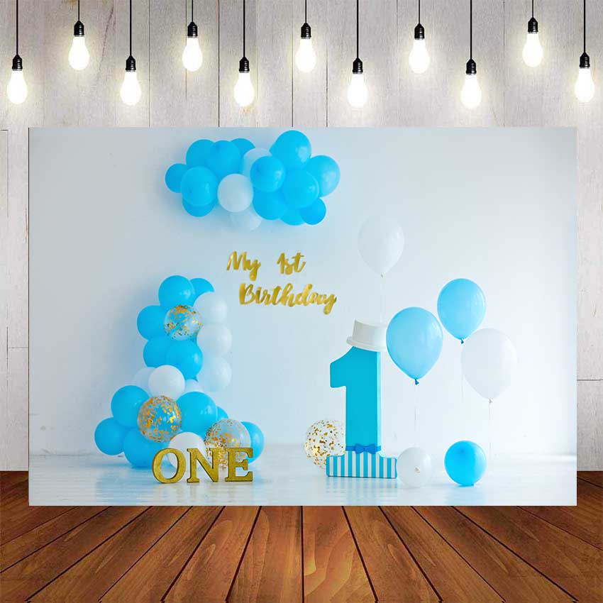 3D Blue Balloons For Children One Year Old Backdrop For Photography ...