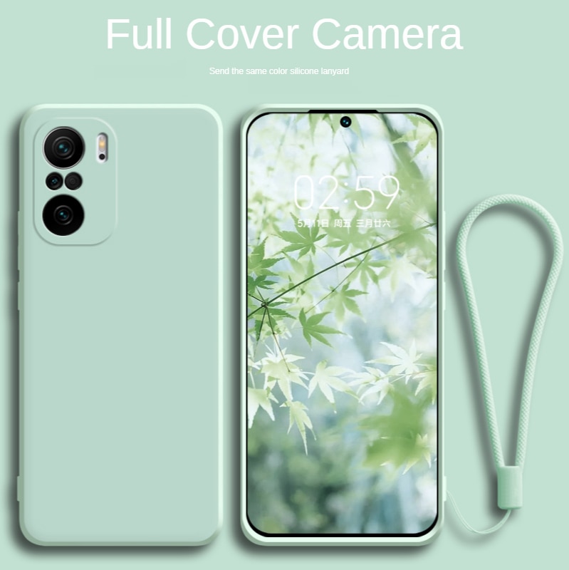 Luxury POCO F3 Case Liquid Silicone Case With Full Cover Camera Free ...