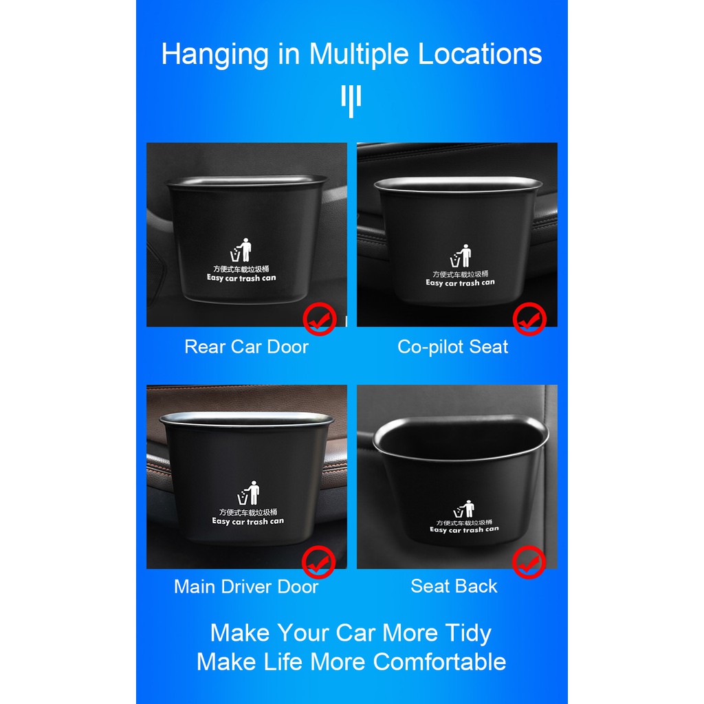 Car Trash Bin Waterproof Car Rubbish Bin Tong Sampah Kereta Can Bin ...