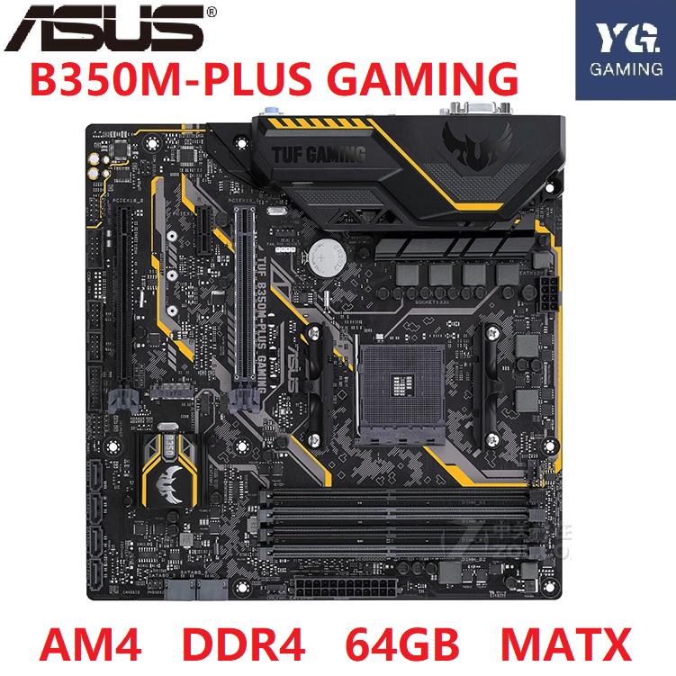 ASUS B350M-PLUS GAMING Motherboard Socket AM4 DDR4 64GB For AMD B350M ...
