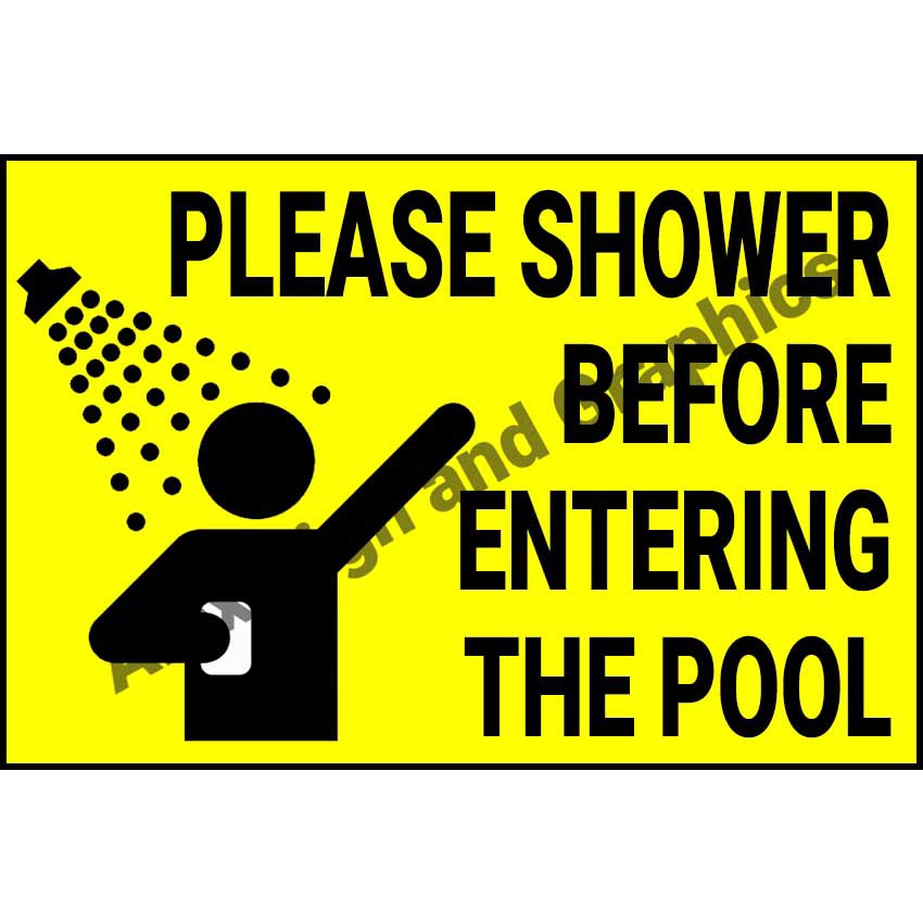 Please Shower Before Entering the Pool PVC Signage - A4 Size (7.5 x 11. ...