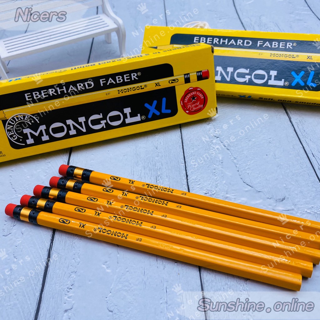12pcs Original XL Mongol Pencil W/eraser #2 lapis | Shopee Philippines