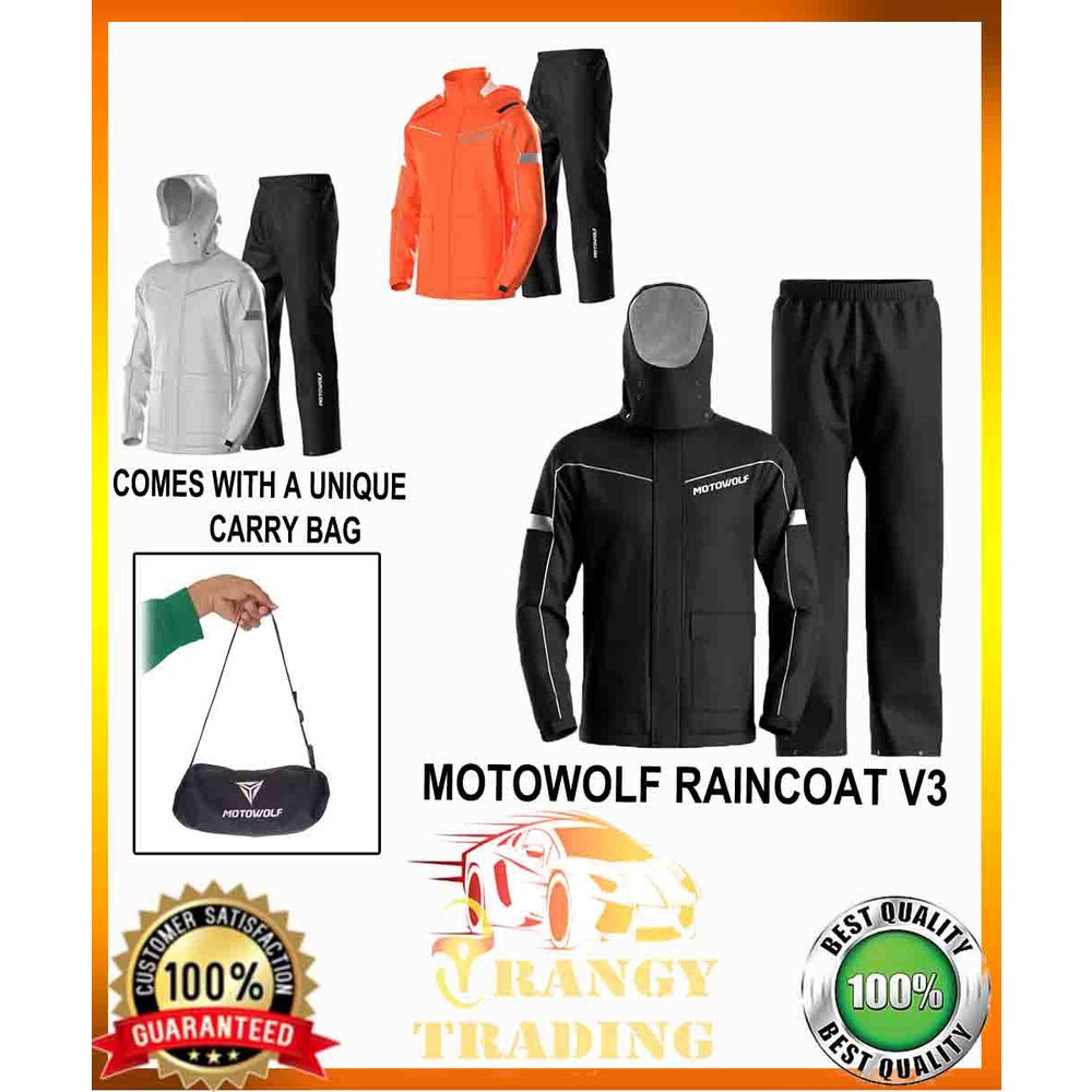 Motowolf Raincoat / Rain Coat Version 3 Unisex Waterproof Windproof ...