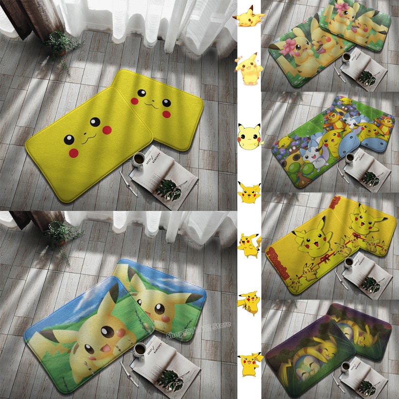 Cartoon Elf Pokemon Bathroom Rug Pikachu Printed Coral Cashmere Mats ...