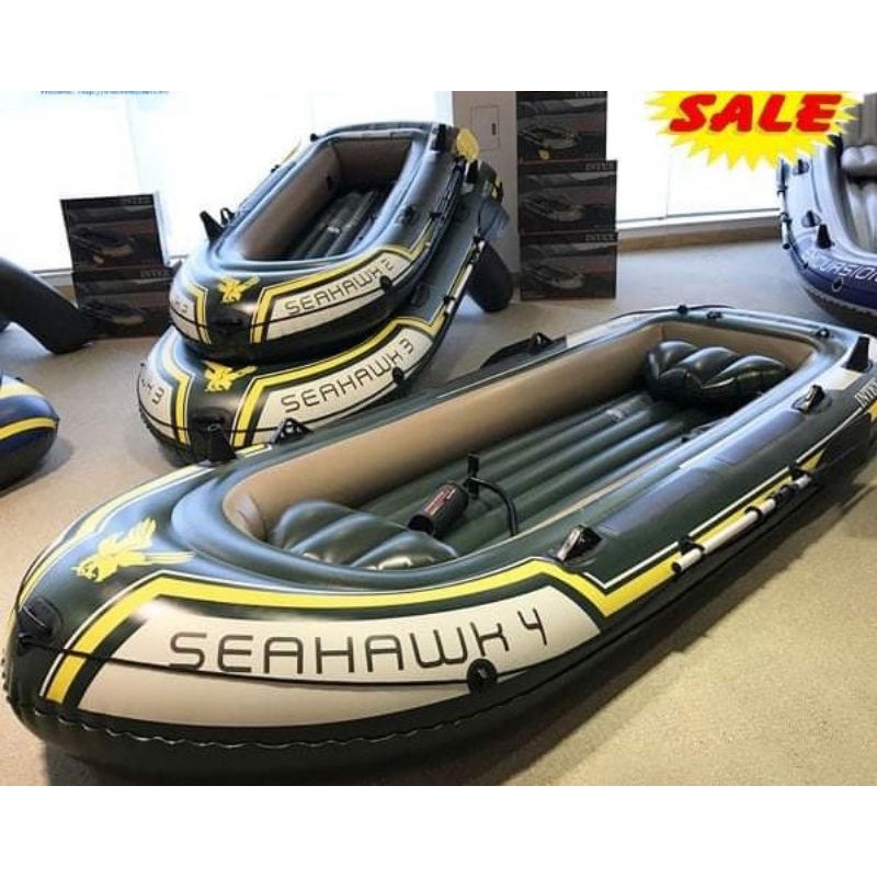 INTEX Seahawk - 2/3/4 person iflatable boat with paddle set | Shopee ...