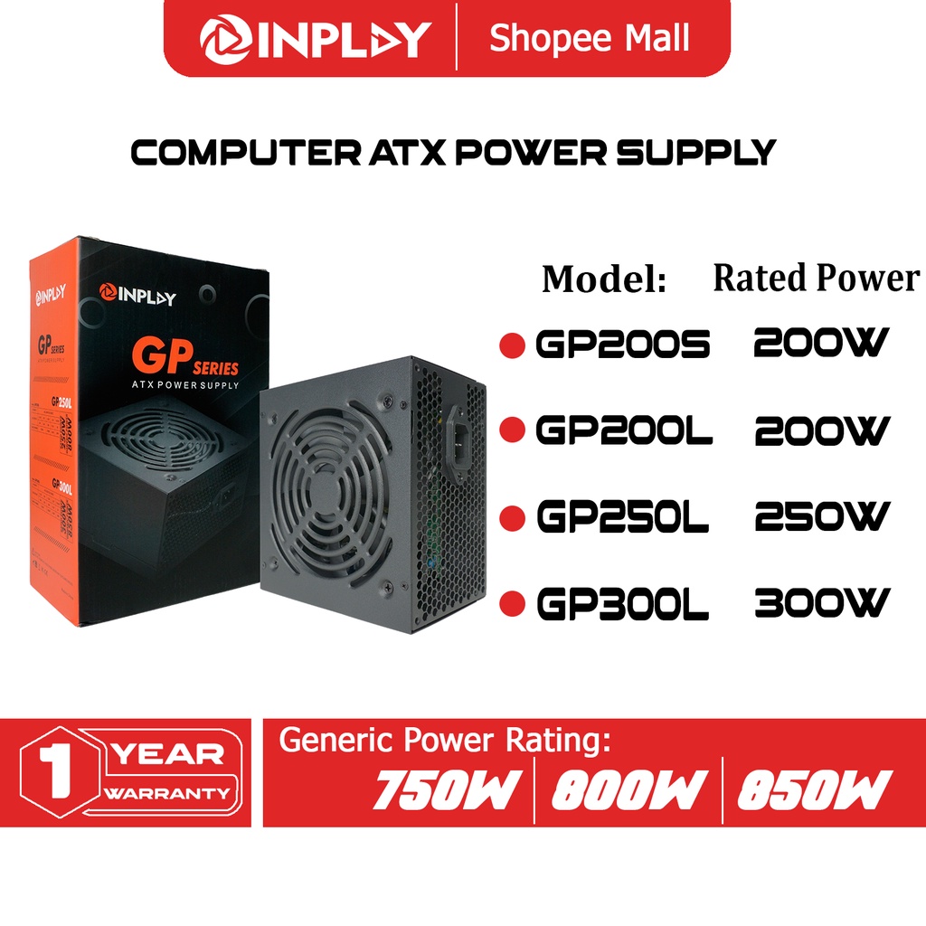 Inplay Power Supply 750watts with FREE POWER CABLE ATX POWER SUPPLY ...