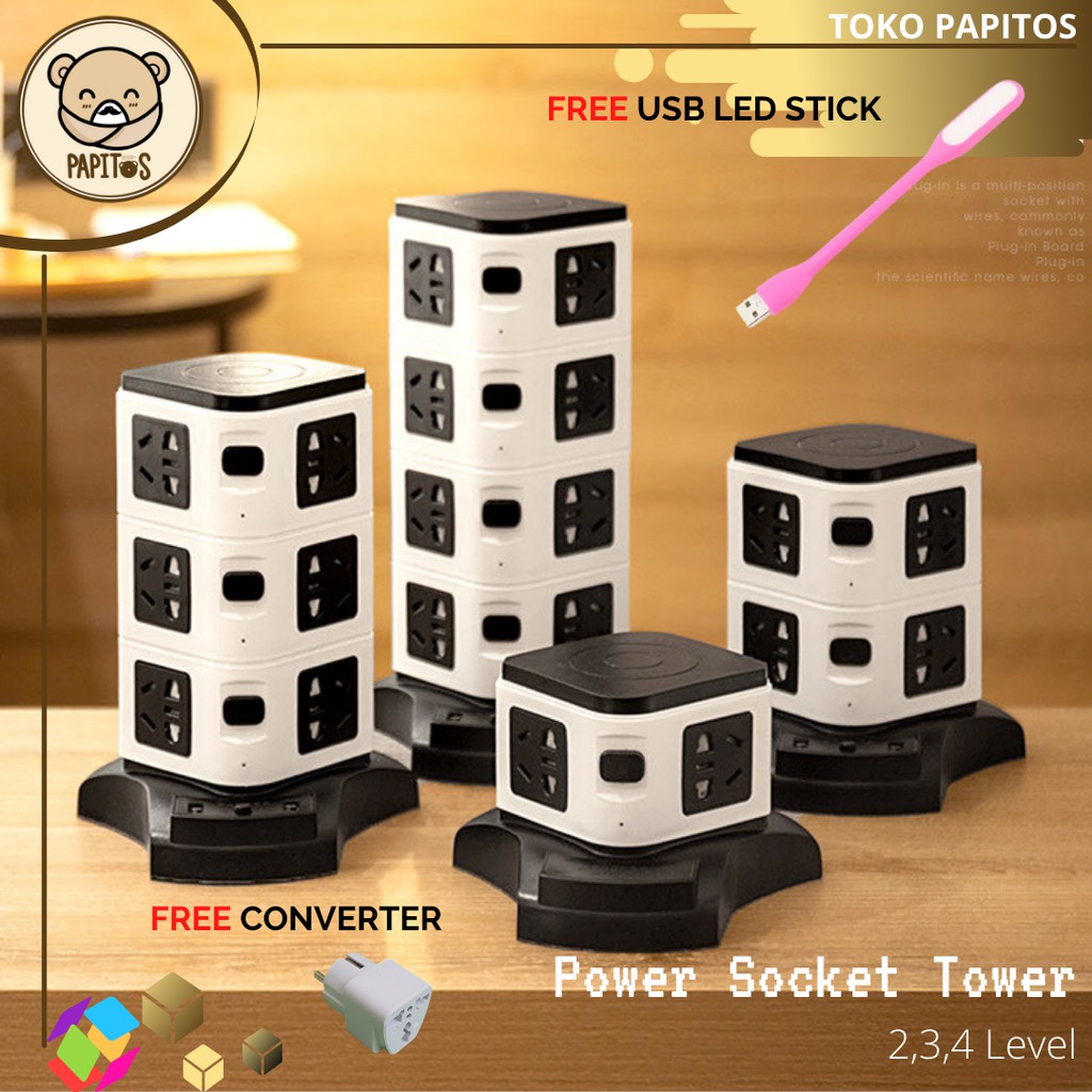 Power Socket Tower | 2 Levels | 3 meter cable - UniTop